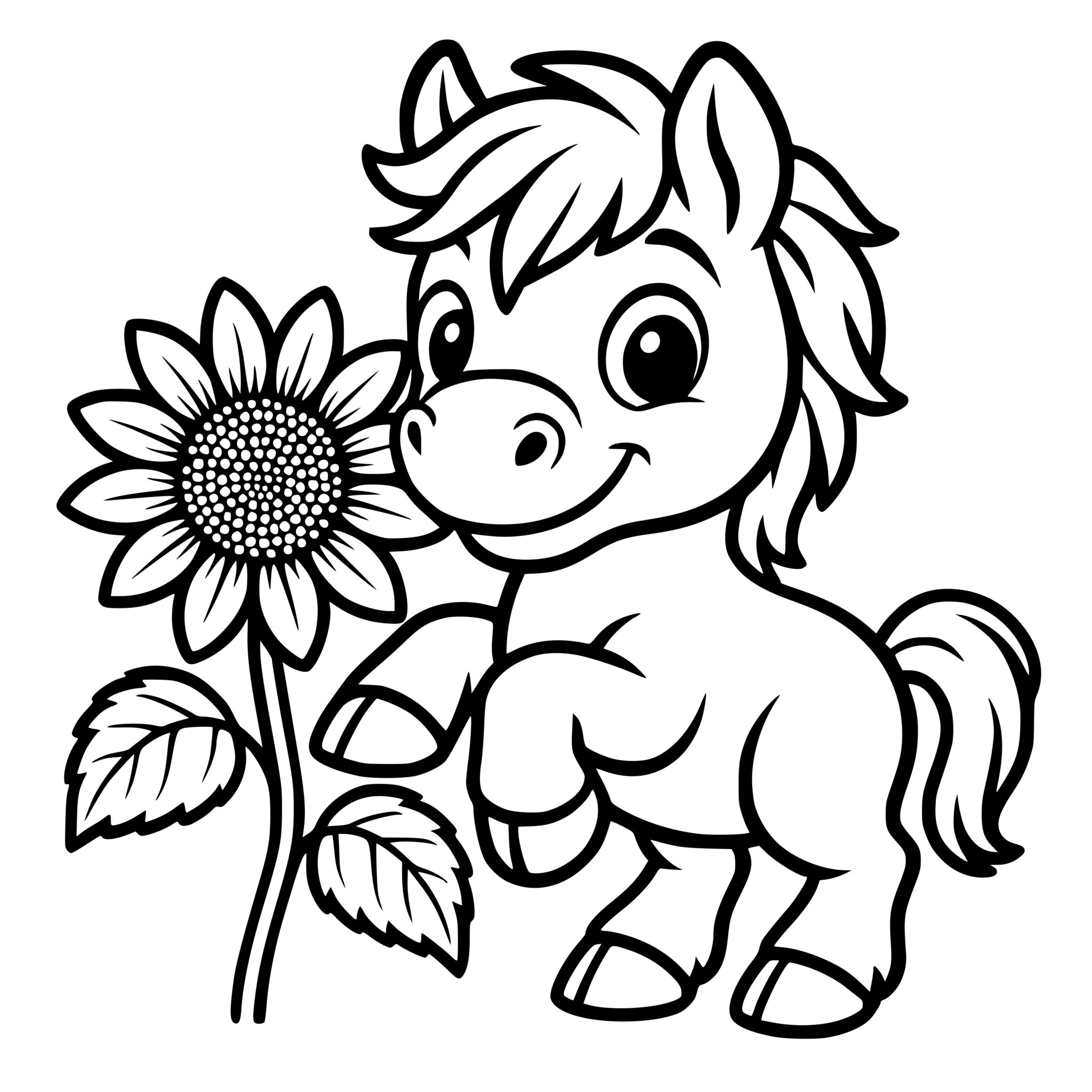 Pony and Sunflower Playfulness – Creative Meadow
