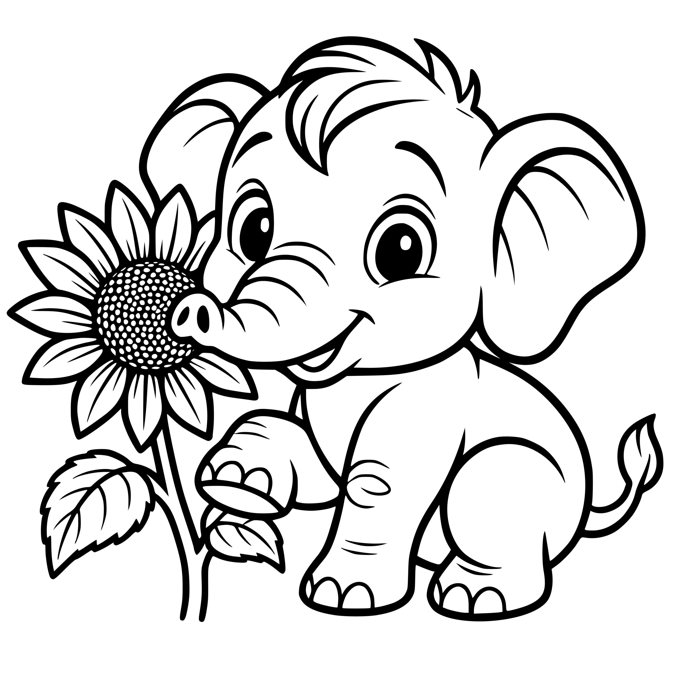 Baby Elephant Sunflower SVG Design for Cricut & Laser Use