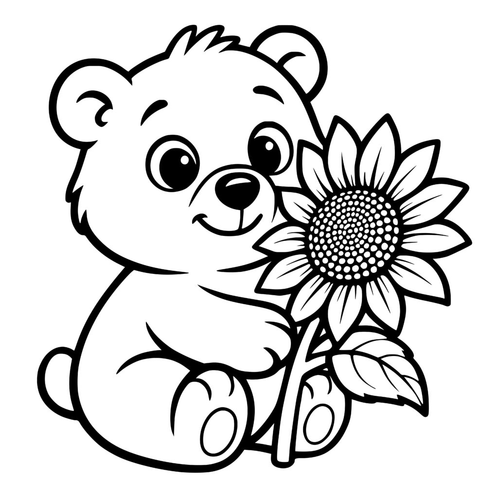 Friendly Bear and Sunflower – Creative Meadow