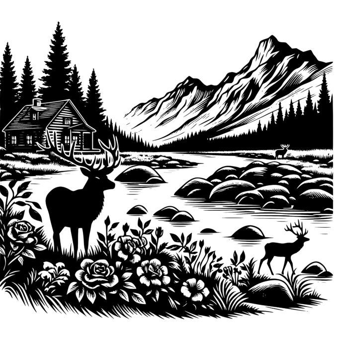 Riverbank Stag Scene – Creative Meadow