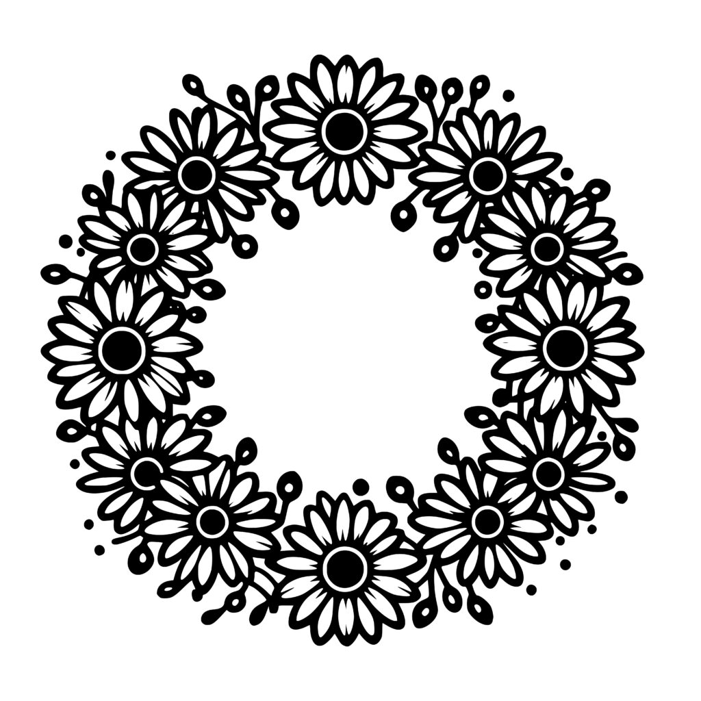 Daisy Circle Wreath Design SVG for Cricut & Laser Machines