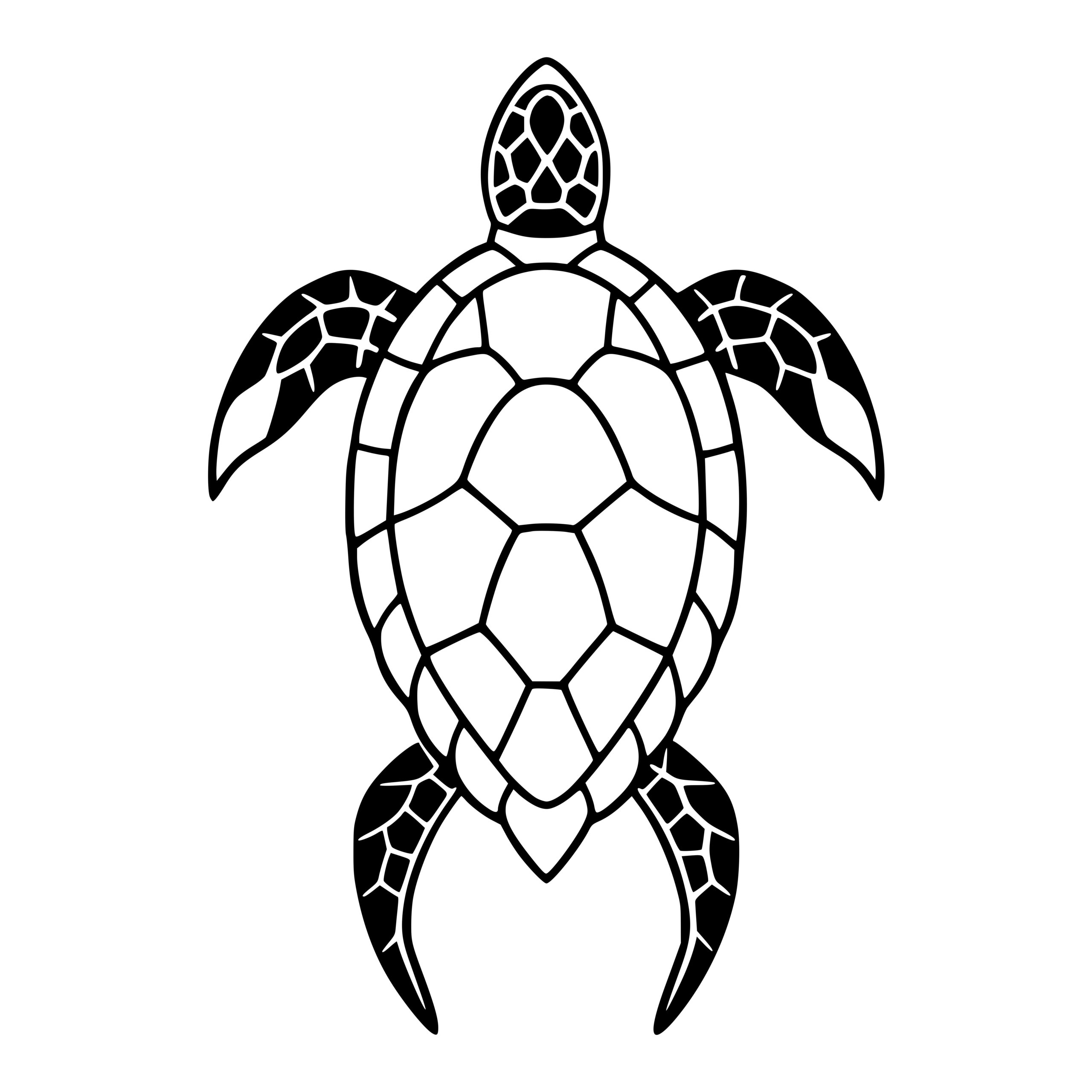 Hexagonal Turtle Shell Design: SVG, PNG, DXF for Cricut & More