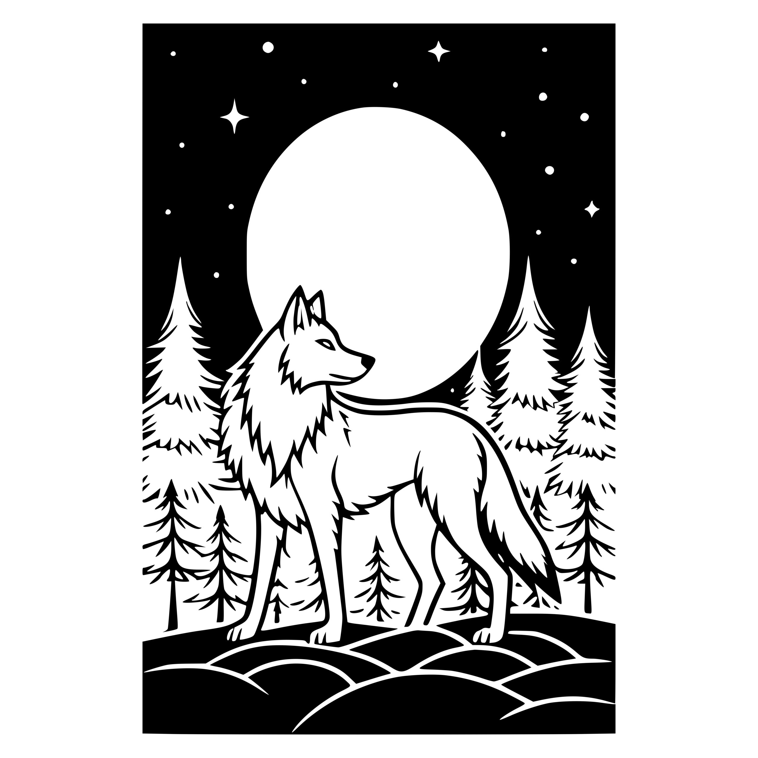 Starlit Wolf Watcher – Creative Meadow