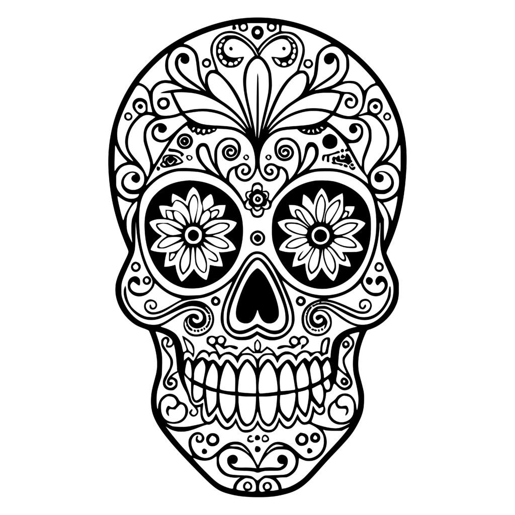 Floral Fancy Skull Design: SVG/PNG/DXF for Cricut & Laser Projects