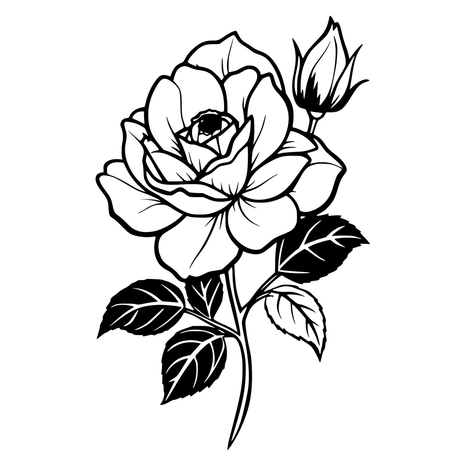 Vital Rose and Bud Design: SVG/PNG/DXF for Cricut & Silhouette