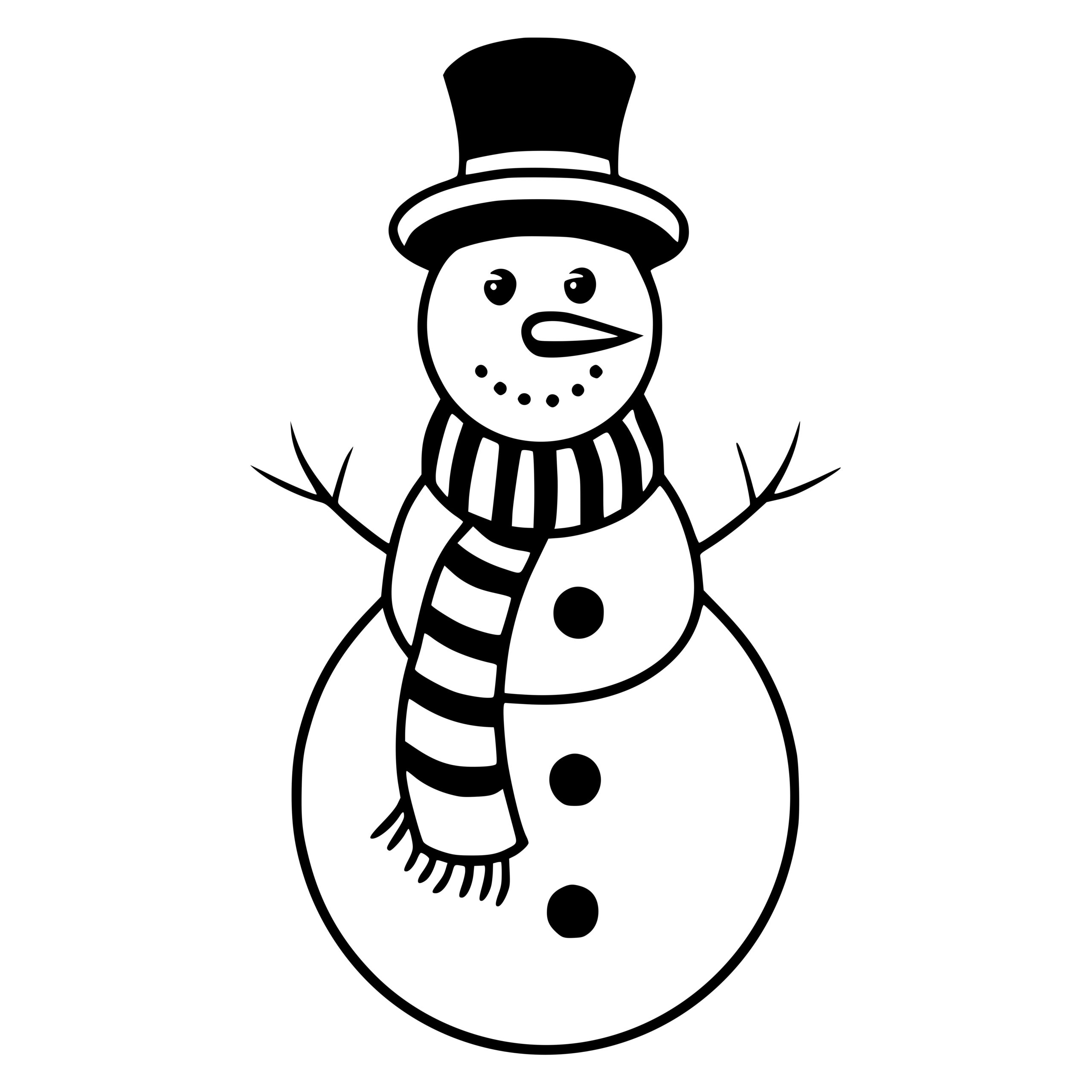 Cheerful Snowman Design SVG, PNG for Cricut & Laser Machines