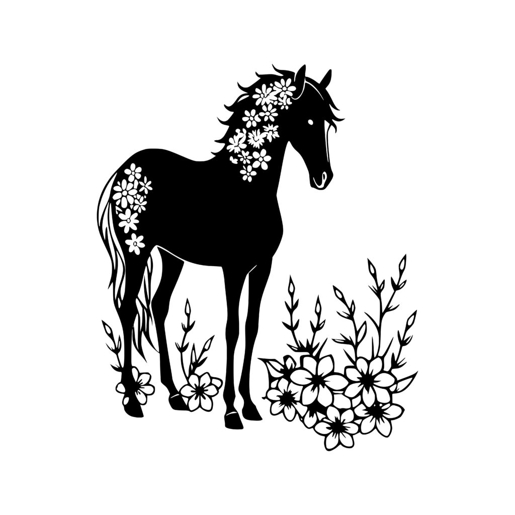 Graceful Horse Among Blooms – Creative Meadow