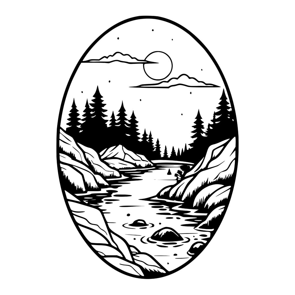 Tranquil River Oasis SVG File for Cricut & Laser Machines
