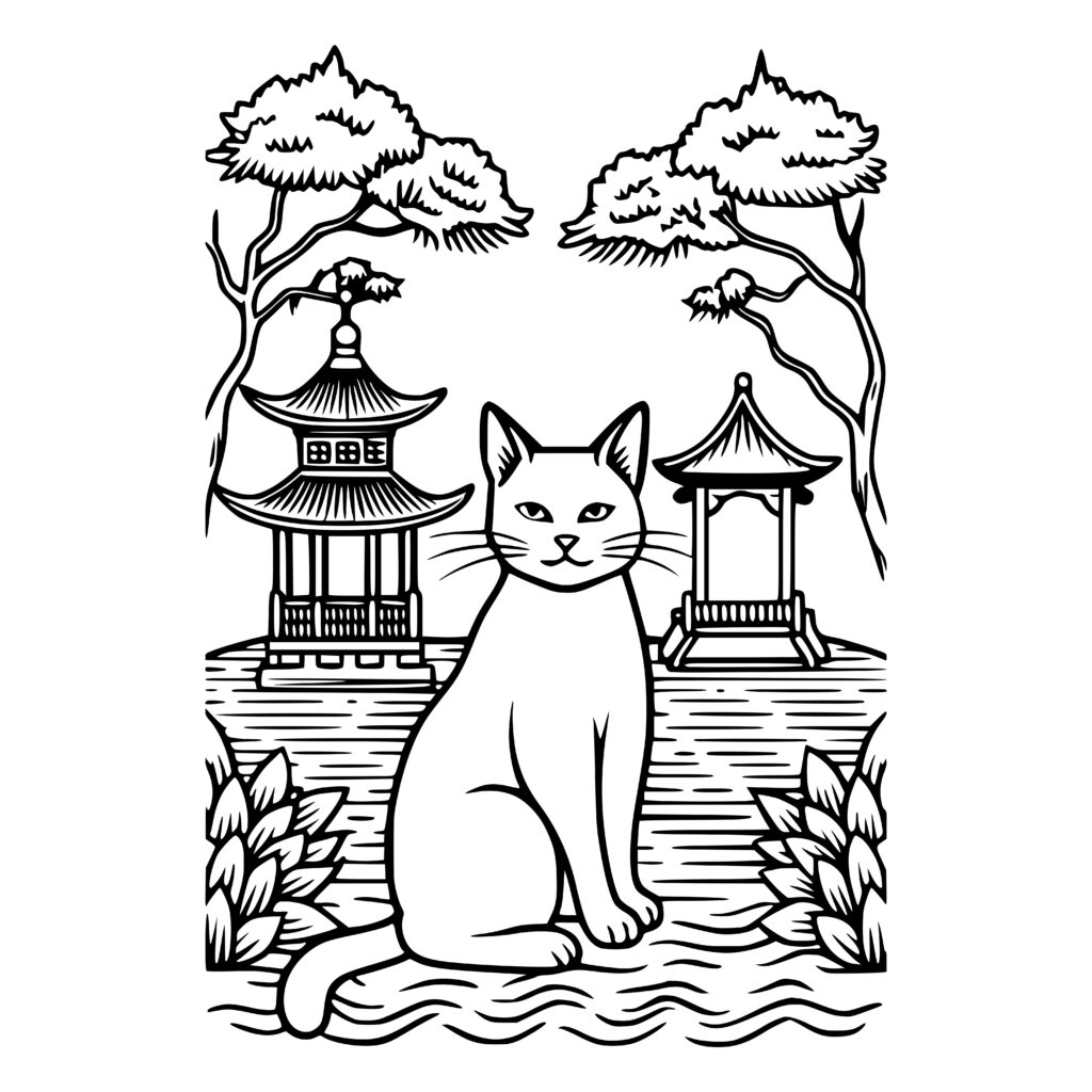Peaceful Pagoda Cat – Creative Meadow