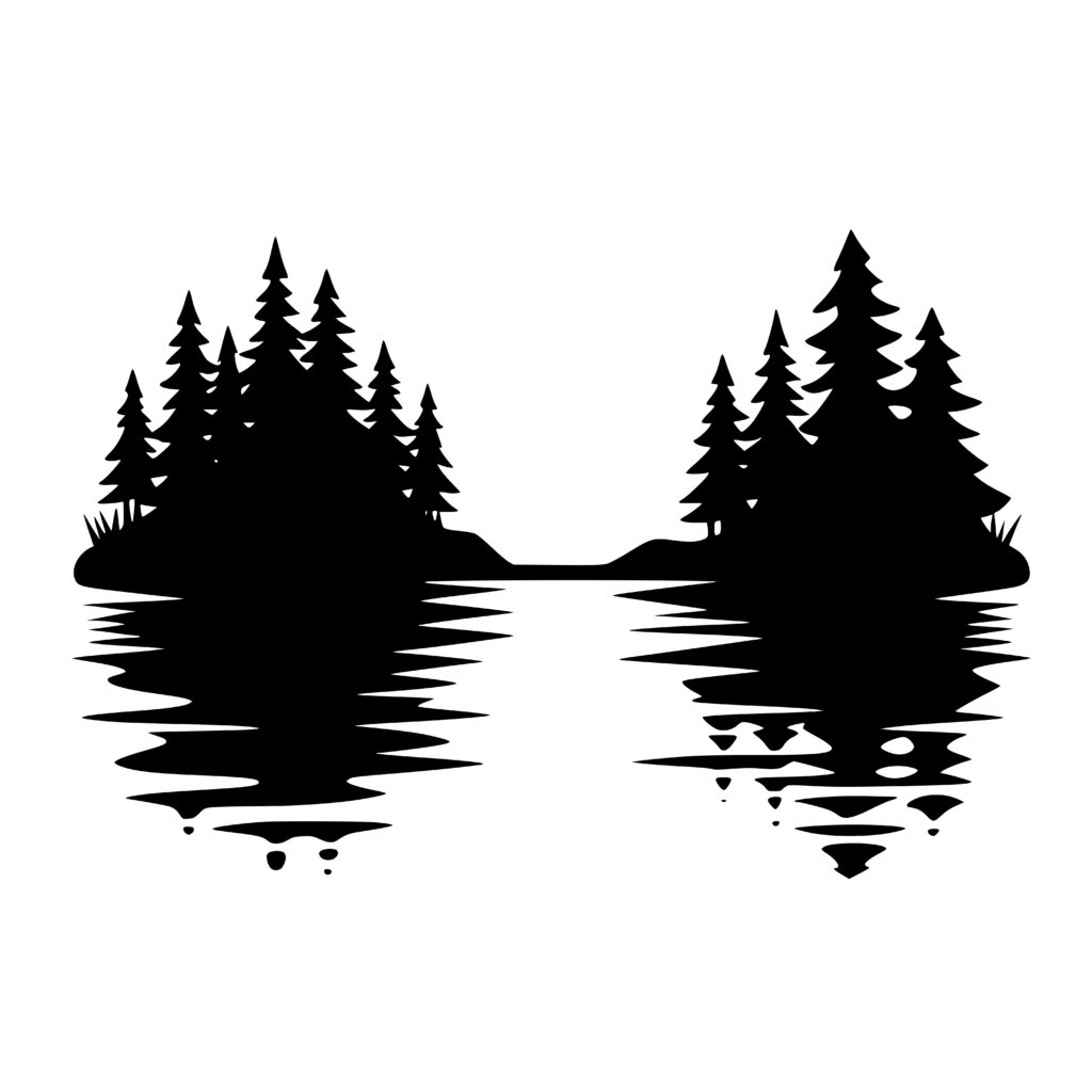 Serene Tree Reflections Design: SVG, PNG, DXF for Crafting Users