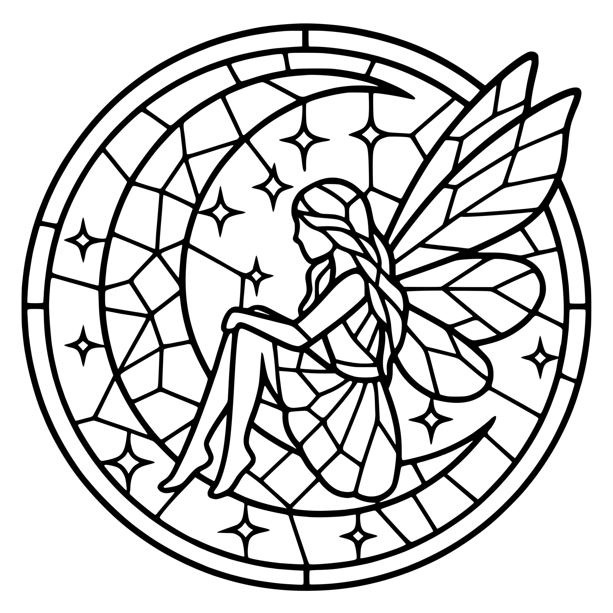 Moonlight Fairy Mosaic Design: Instant SVG, DXF, PNG Download