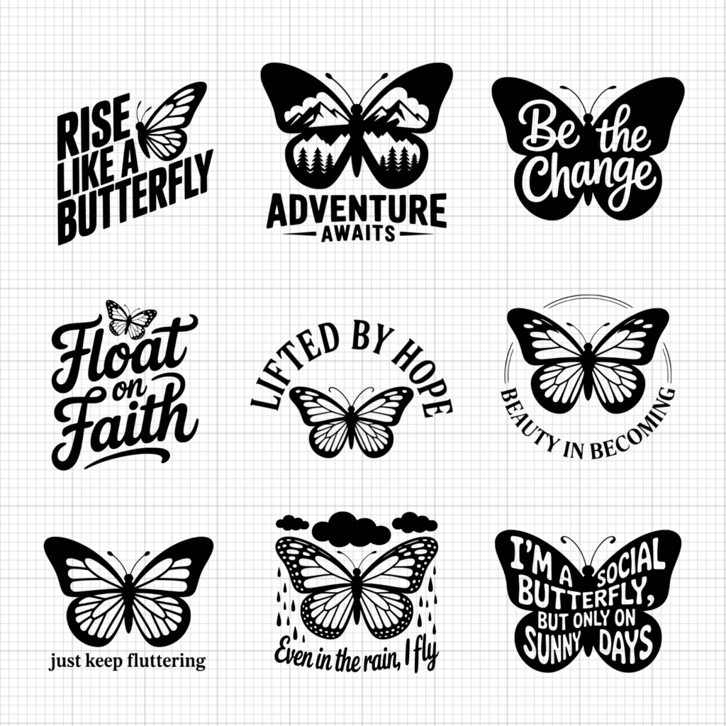 Butterfly Phrases Bundle – 40 Instant Download Svg Images – Creative Meadow