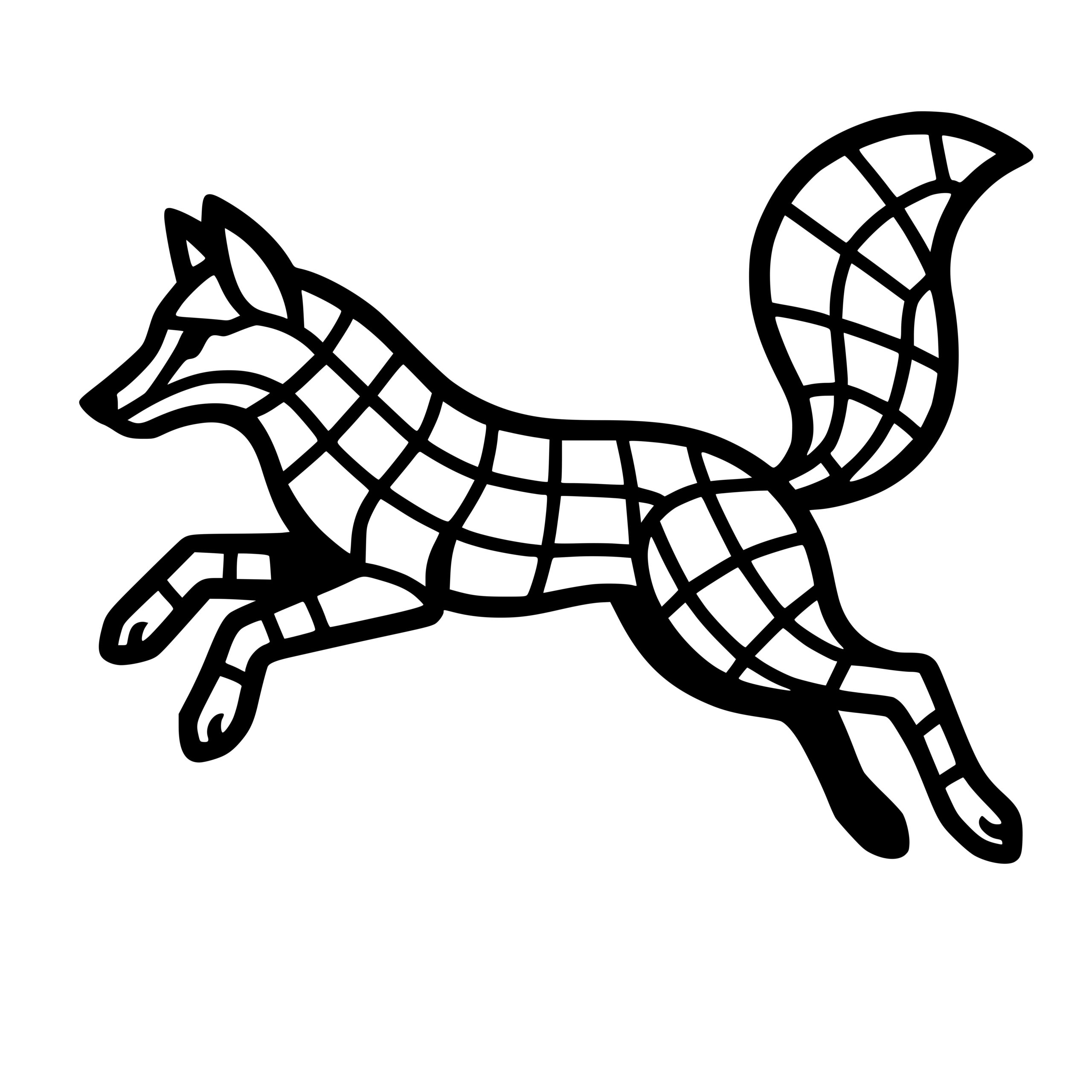 Mosaic Leaping Fox Design: SVG/PNG/DXF for Cricut & More