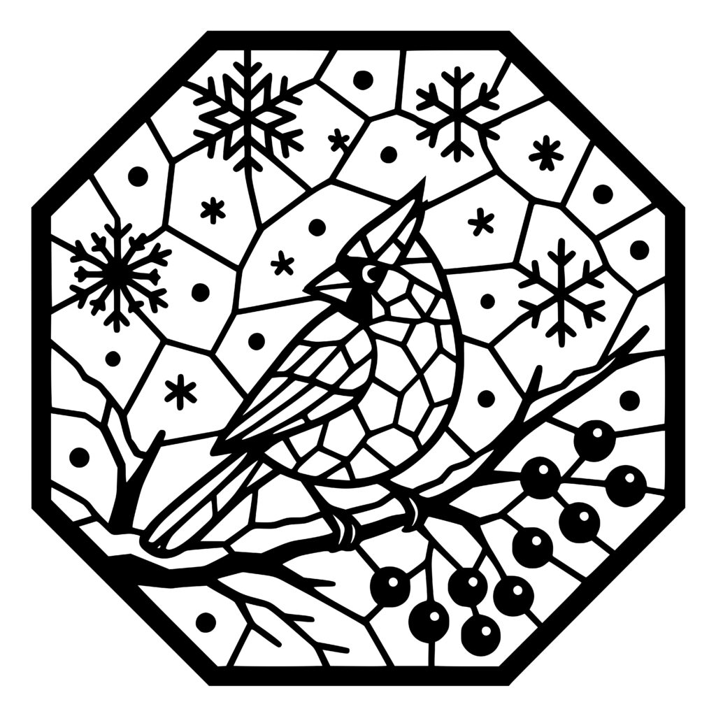 Winter Cardinal Scene SVG PNG DXF for Cricut Silhouette Users