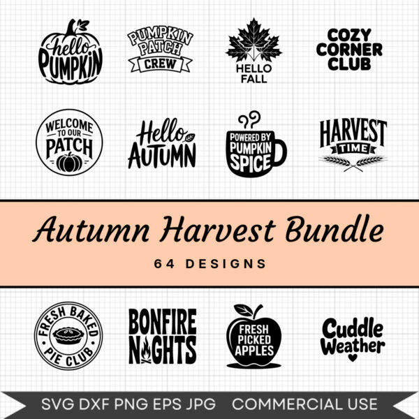 Autumn Harvest Bundle – 64 Instant Download Svg Images – Creative Meadow