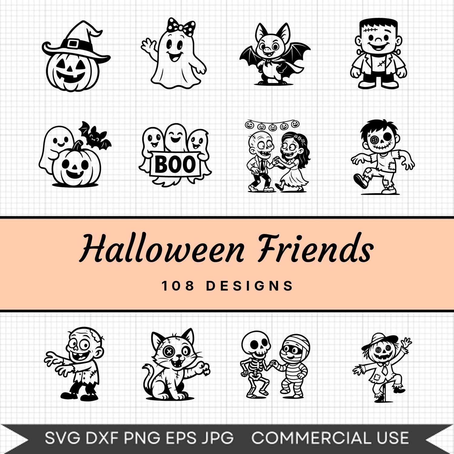 Halloween Friends Bundle – 108 Instant Download Svg Images – Creative Meadow