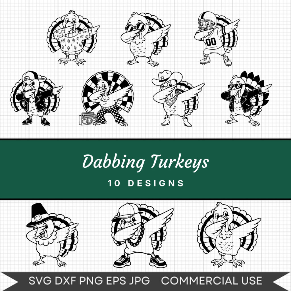 Dabbing Turkeys – 10 Instant Download Svg Images – Creative Meadow