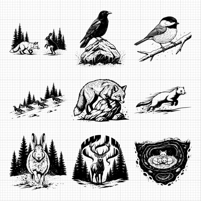 Winter Woodland Animals – 91 Instant Download Svg Images – Creative Meadow