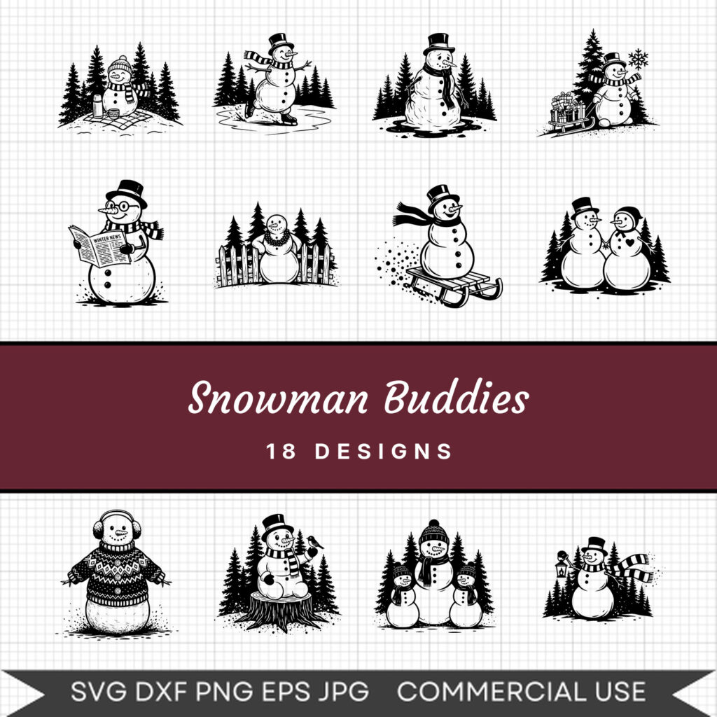 Snowman Buddies – 18 Instant Download Svg Images – Creative Meadow