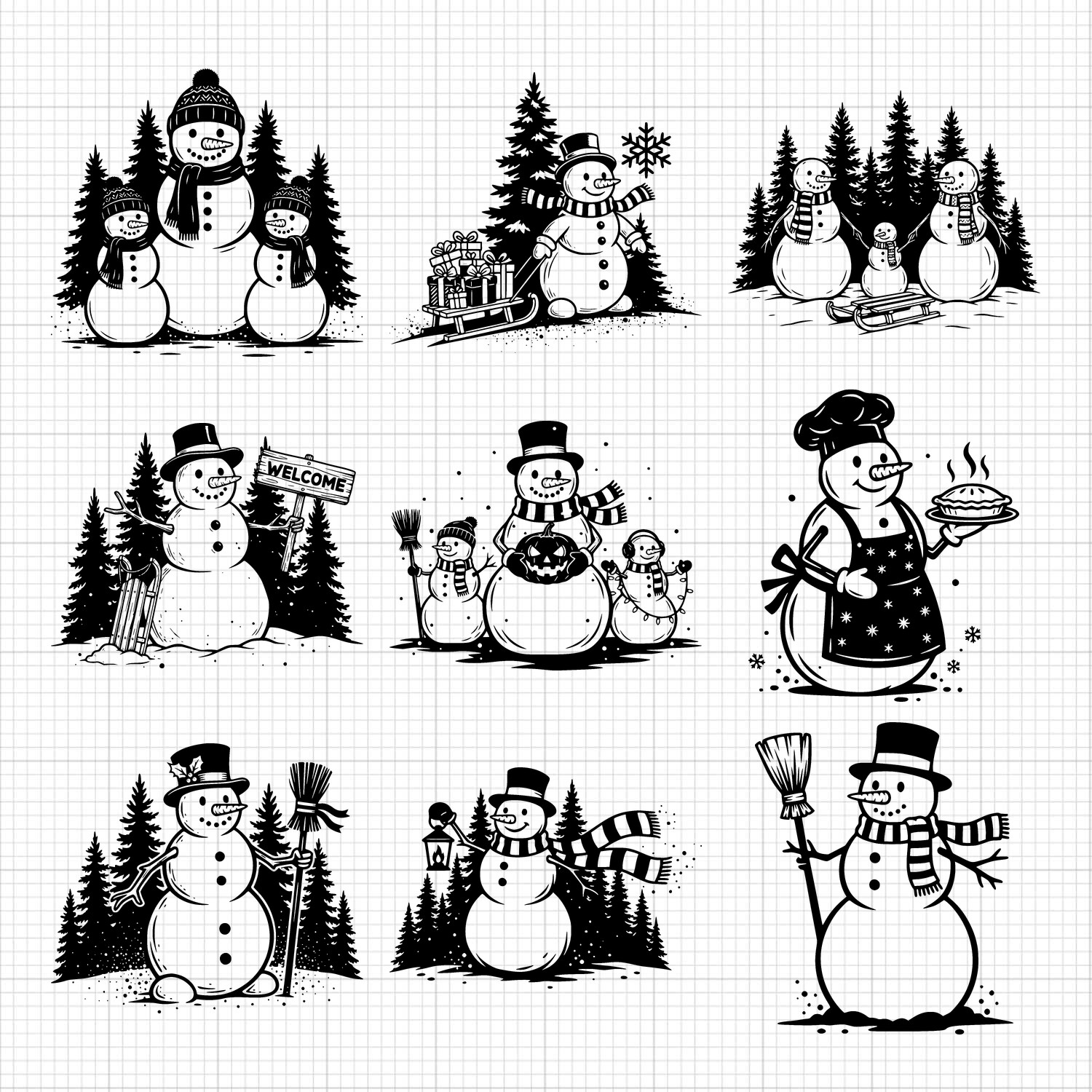 Snowman Buddies – 18 Instant Download Svg Images – Creative Meadow