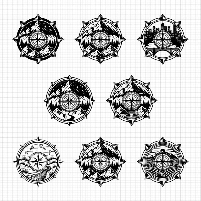 Adventure Compass Bundle - 57 SVG Files for Cricut & Laser