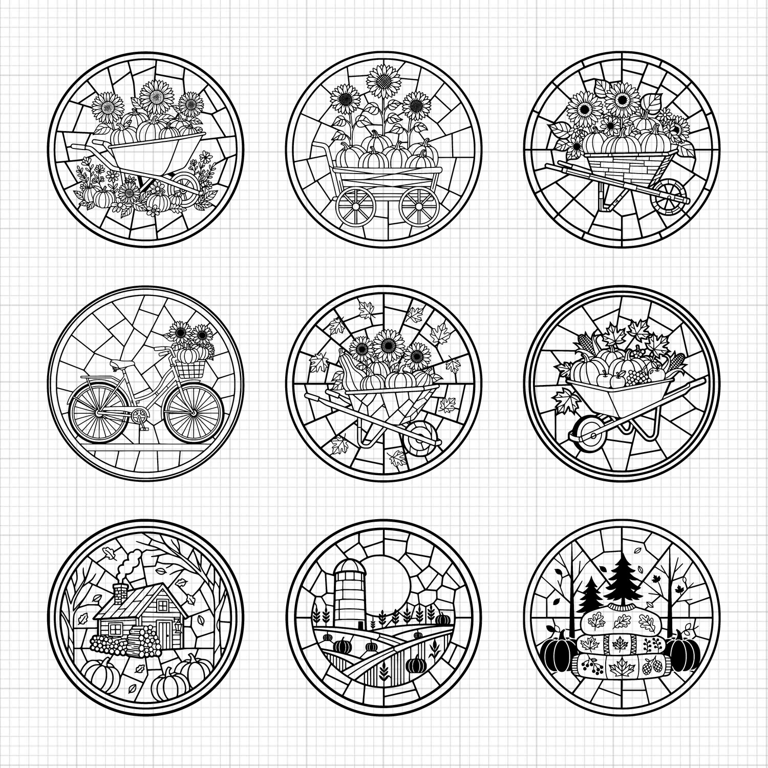 Fall Mosaics Bundle – 55 Instant Download Svg Images – Creative Meadow