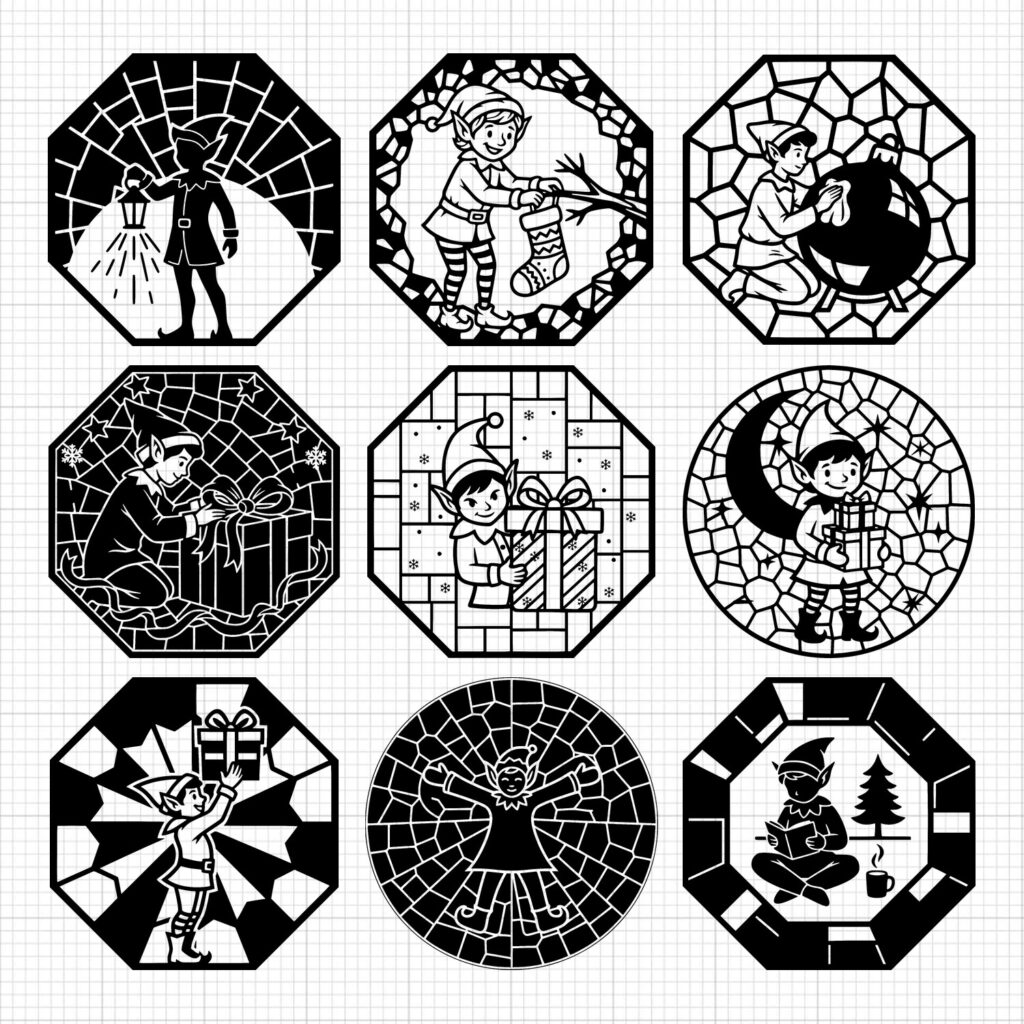 Mosaic Elves – 23 Instant Download Svg Images – Creative Meadow