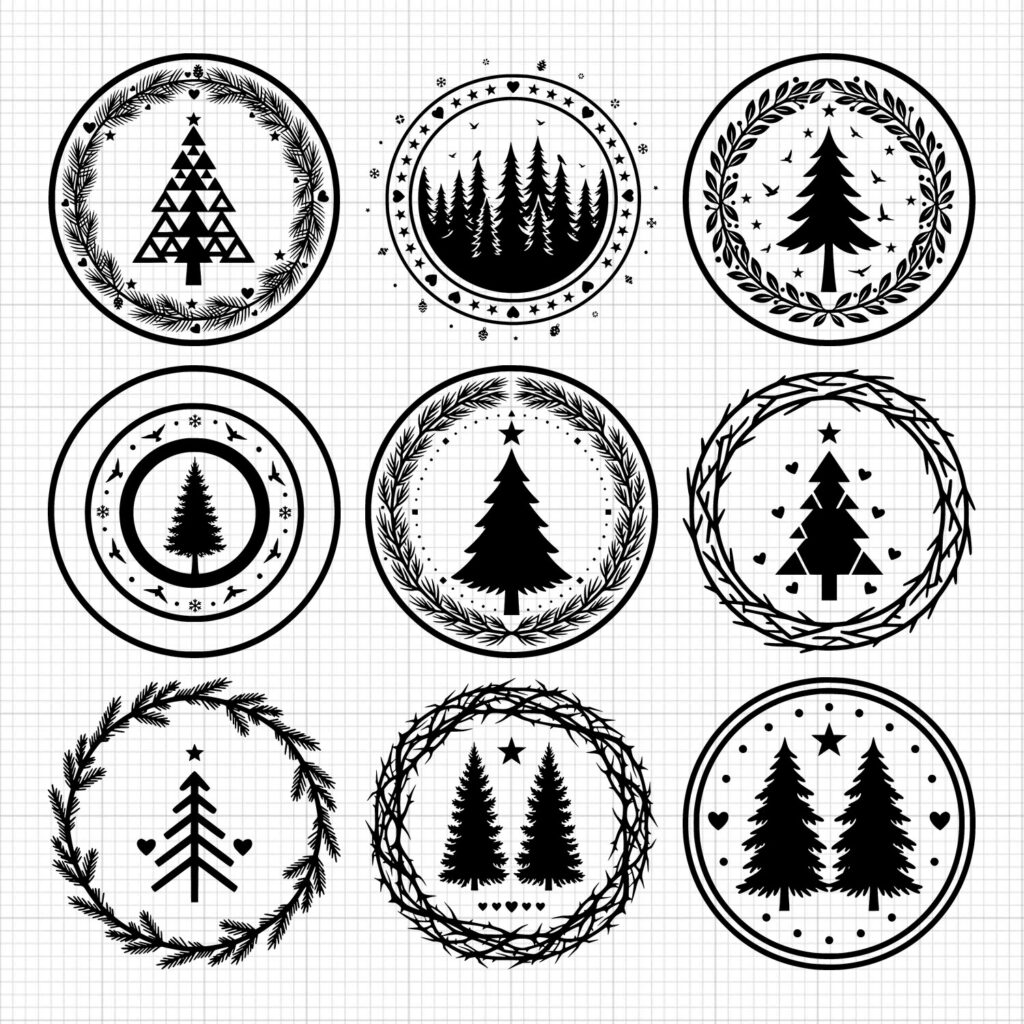 Nordic Tree Rounds – 46 Instant Download Svg Images – Creative Meadow