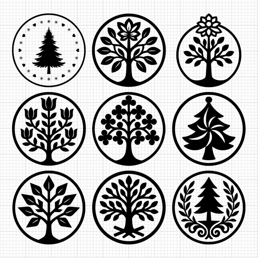 Nordic Tree Rounds – 46 Instant Download Svg Images – Creative Meadow