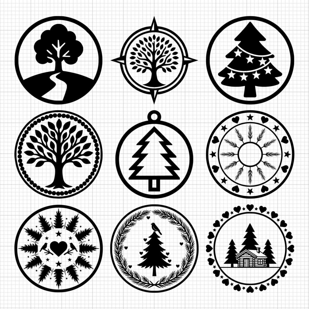 Nordic Tree Rounds – 46 Instant Download Svg Images – Creative Meadow