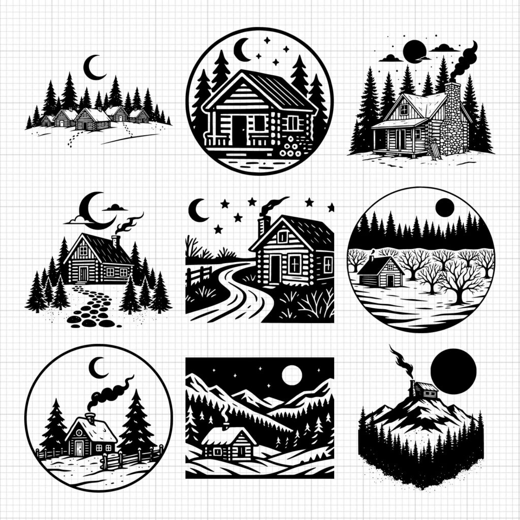Cozy Cabins – 53 Instant Download Svg Images – Creative Meadow
