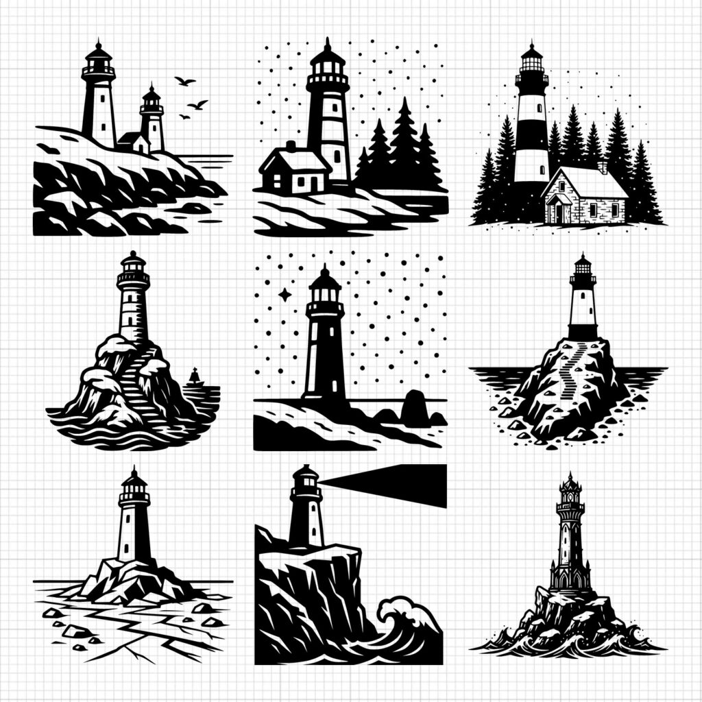 Winter Lighthouses – 48 Instant Download Svg Images – Creative Meadow