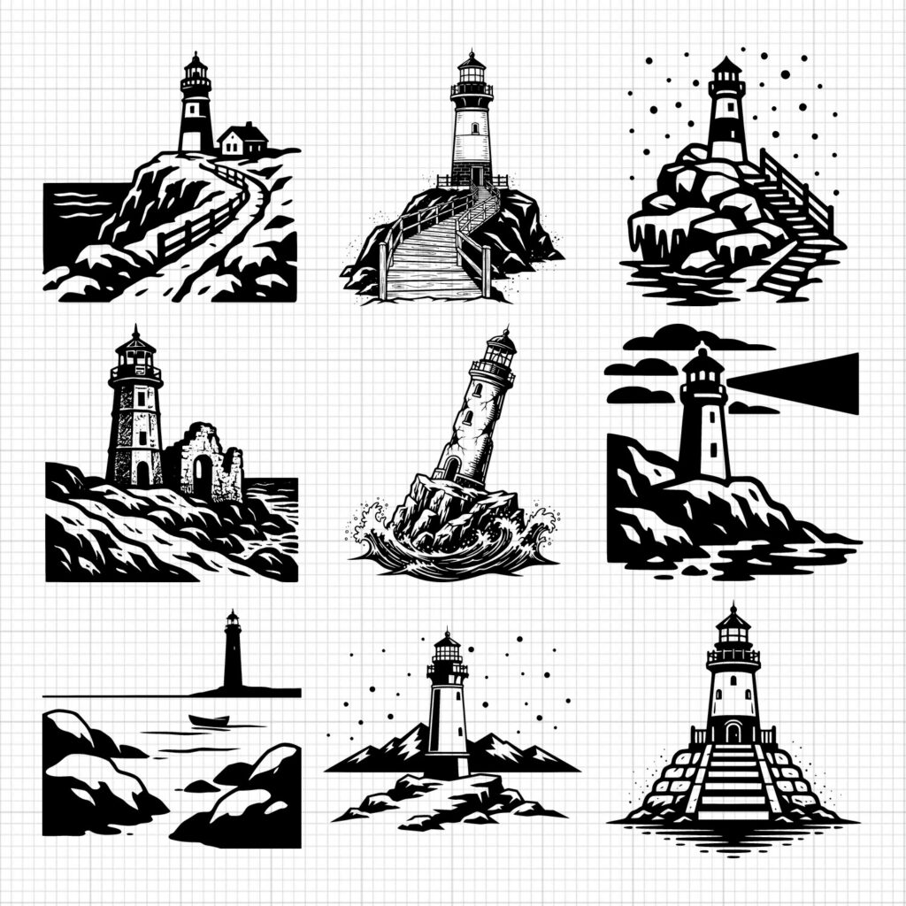 Winter Lighthouses – 48 Instant Download Svg Images – Creative Meadow