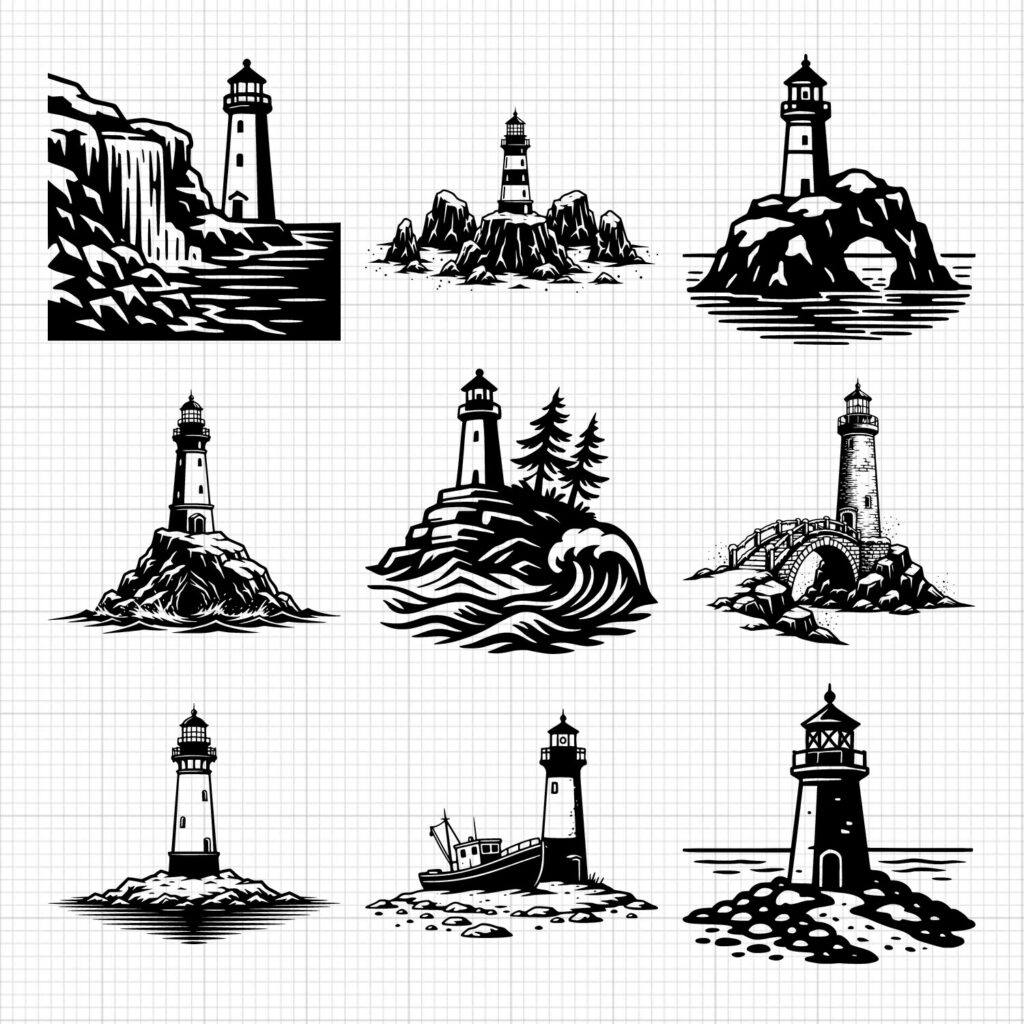 Winter Lighthouses – 48 Instant Download Svg Images – Creative Meadow