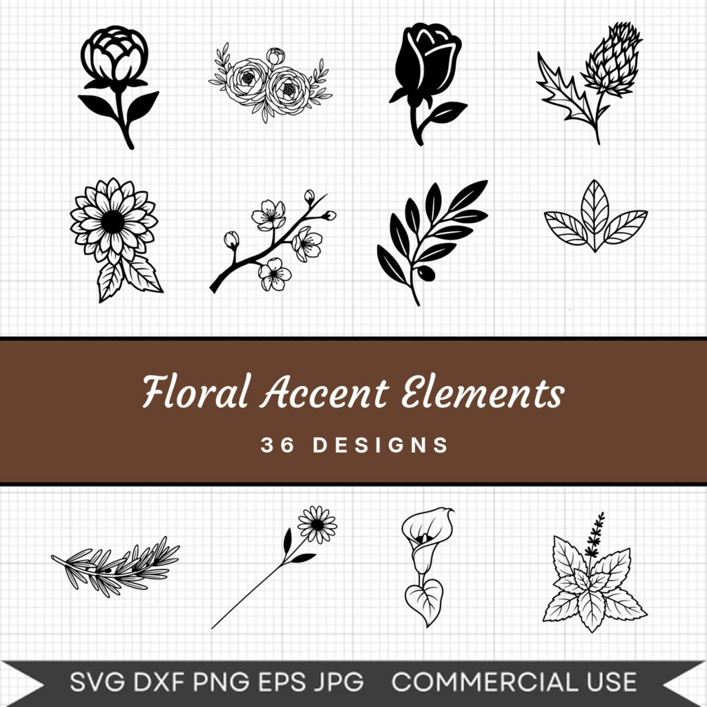 Floral Accent Elements – 36 Instant Download Svg Images – Creative Meadow