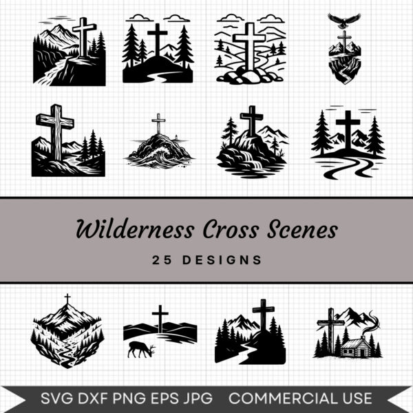 Wilderness Cross Scenes – 25 Instant Download Svg Images – Creative Meadow