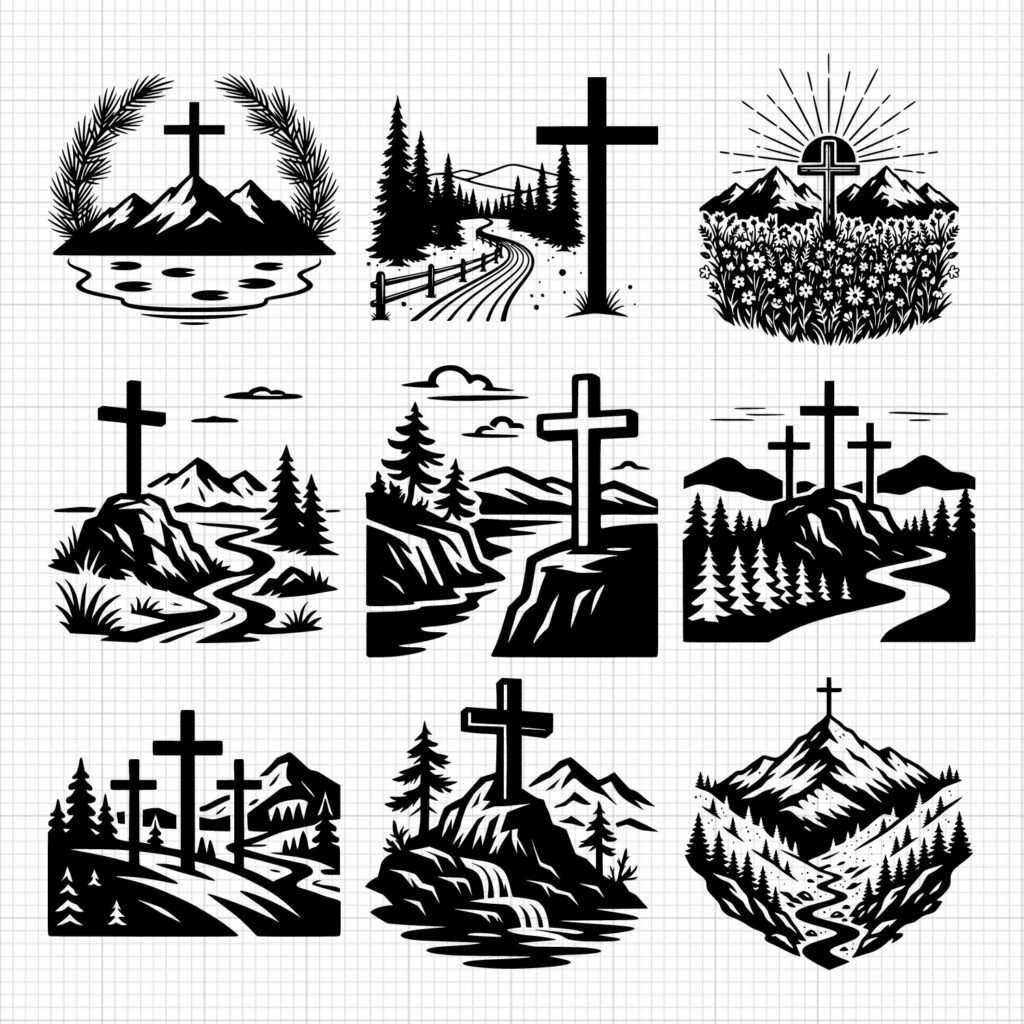 Wilderness Cross Scenes – 25 Instant Download Svg Images – Creative Meadow