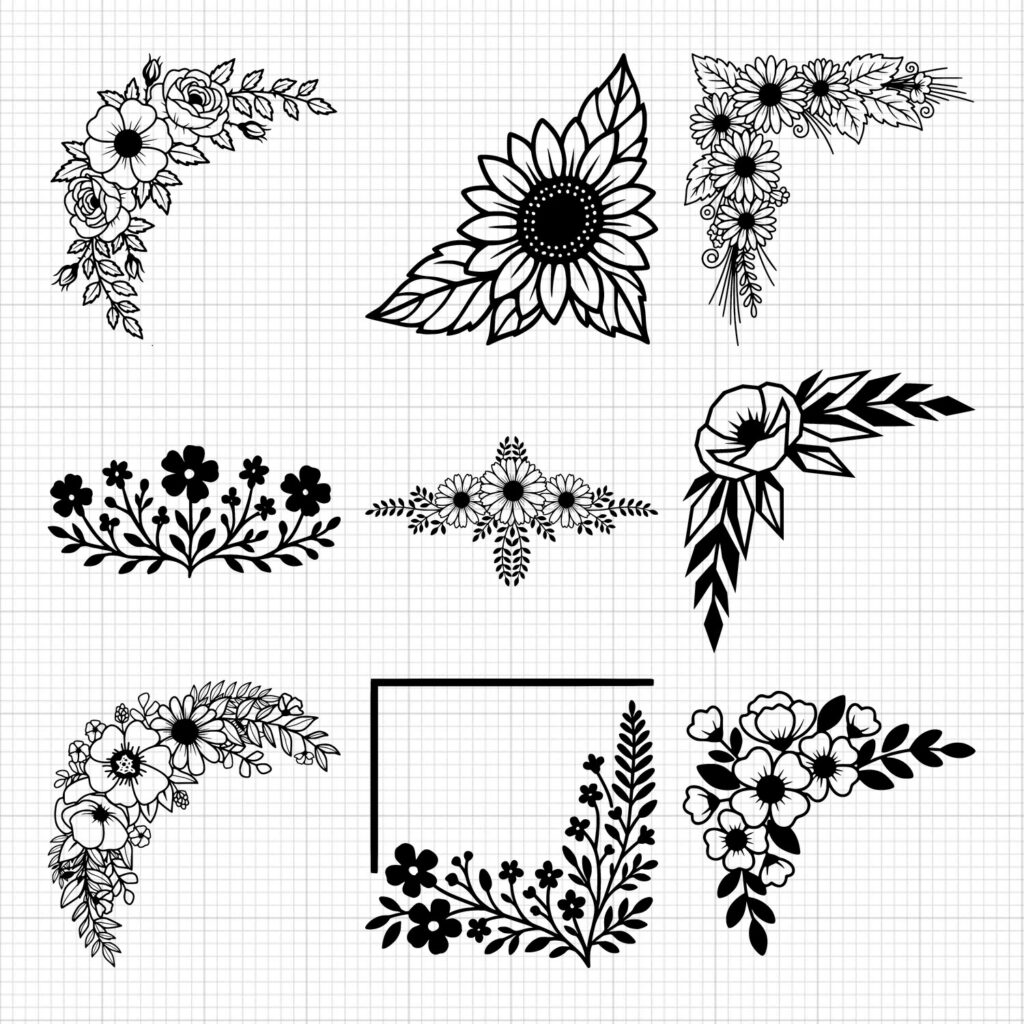 Wildflower Corners & Dividers – 22 Instant Download Svg Images ...