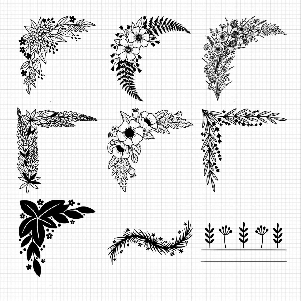 Wildflower Corners & Dividers – 22 Instant Download Svg Images ...