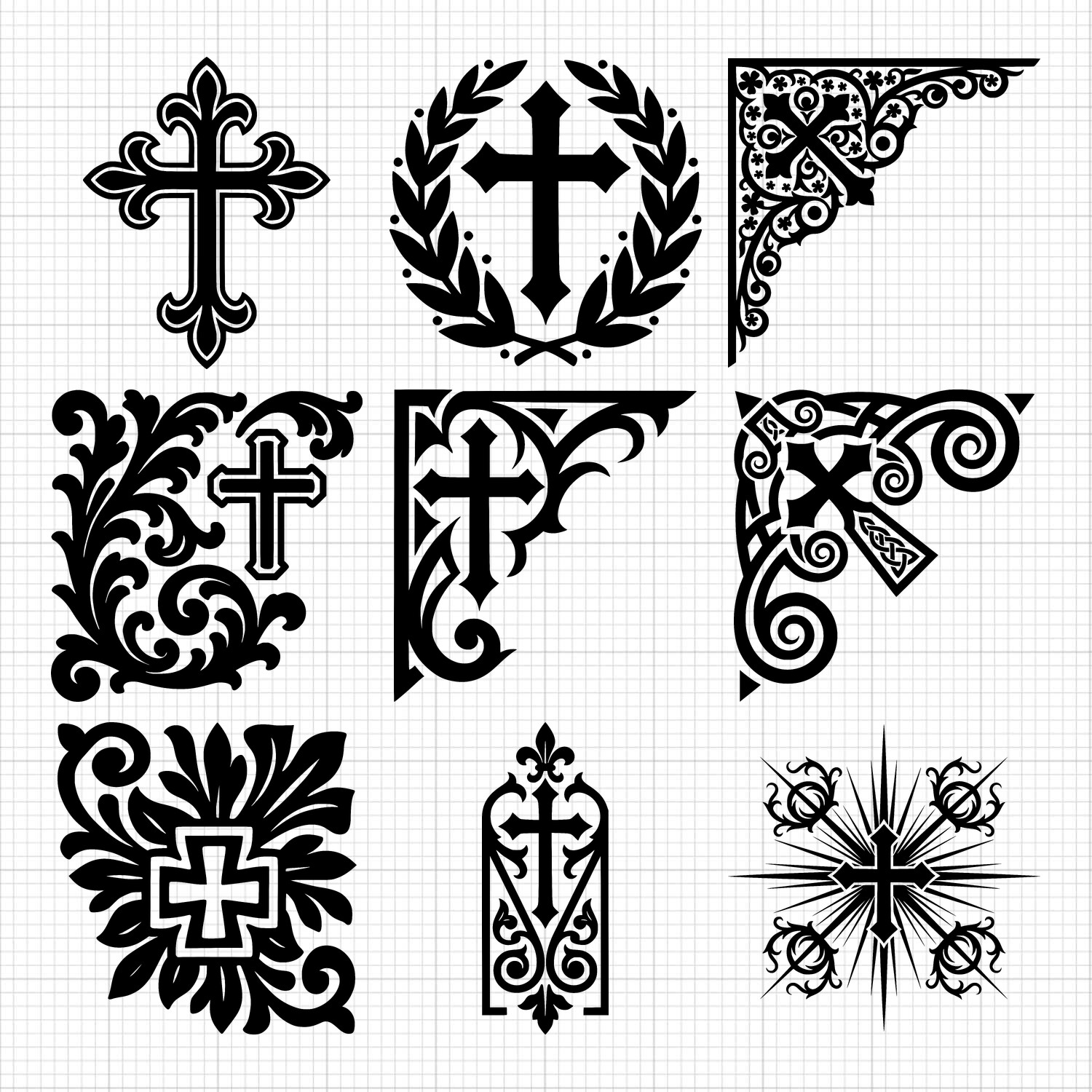 Cross & Flourish Accents – 20 Instant Download Svg Images – Creative Meadow