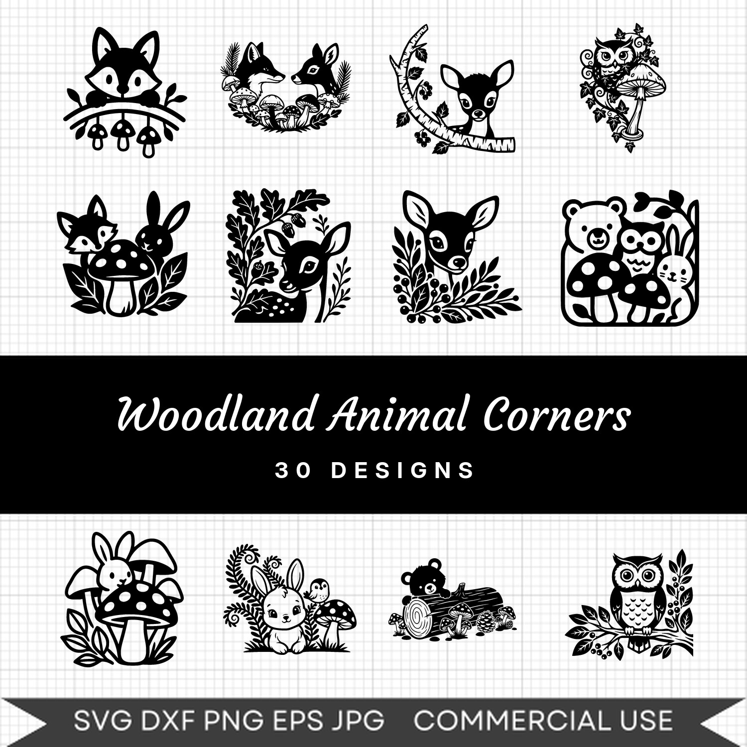 Woodland Animal Corners – 30 Instant Download Svg Images – Creative Meadow