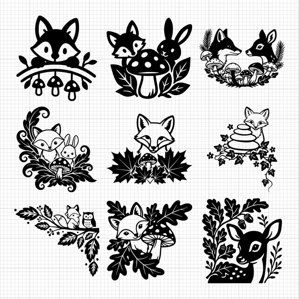 Woodland Animal Corners – 30 Instant Download Svg Images – Creative Meadow