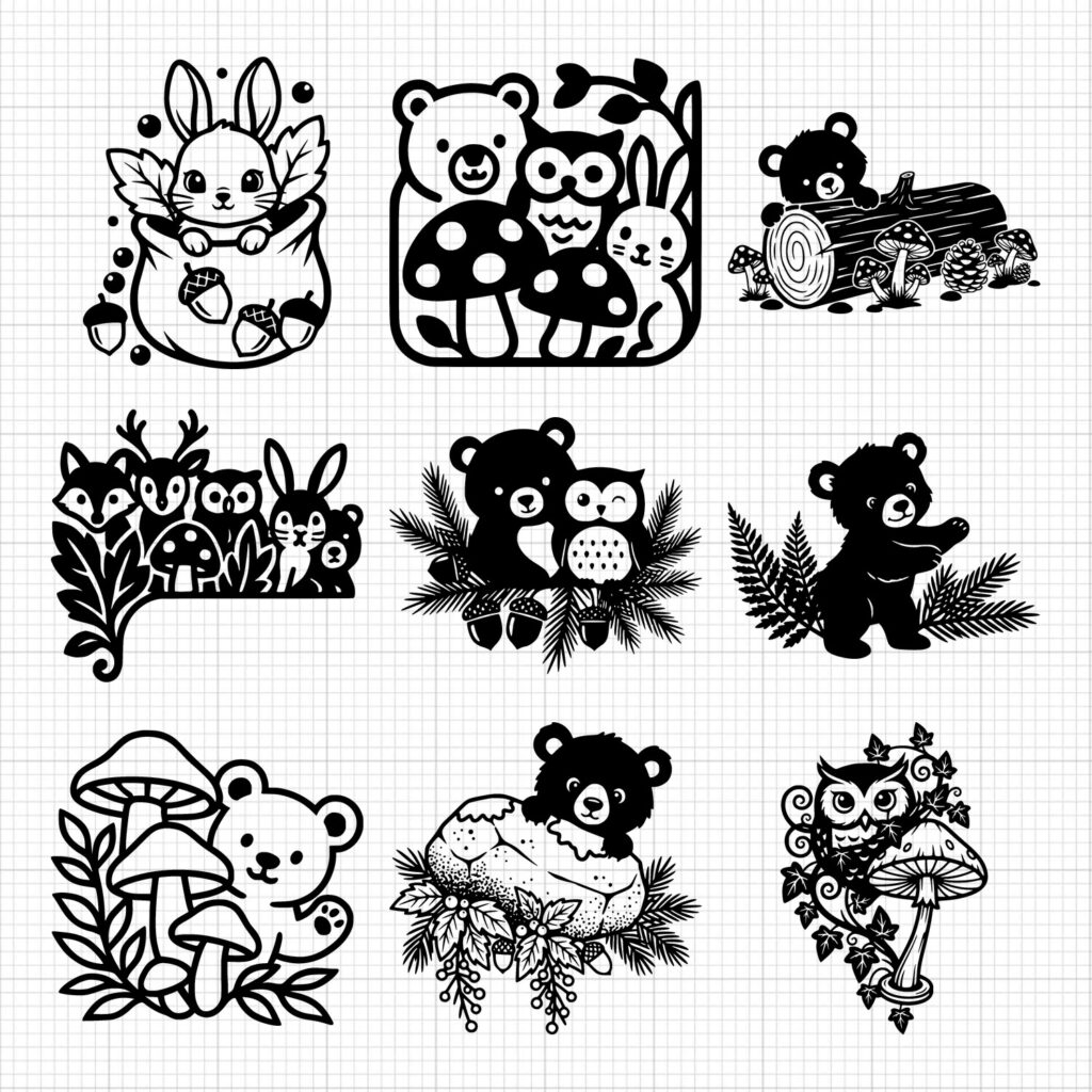 Woodland Animal Corners – 30 Instant Download Svg Images – Creative Meadow
