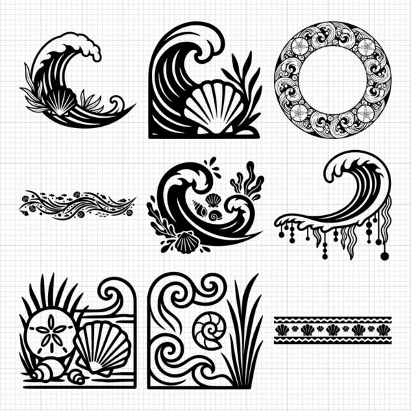 Ocean Frames, Corners & Borders – 25 Instant Download Svg Images ...