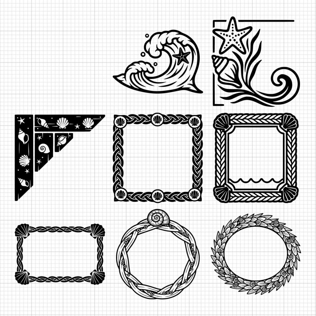 Ocean Frames, Corners & Borders – 25 Instant Download Svg Images ...