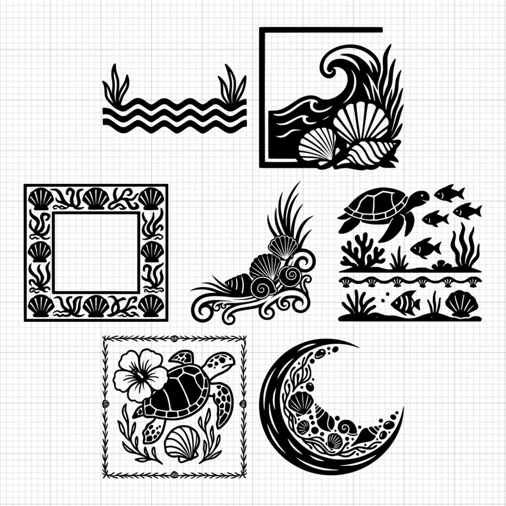 Ocean Frames, Corners & Borders – 25 Instant Download Svg Images ...