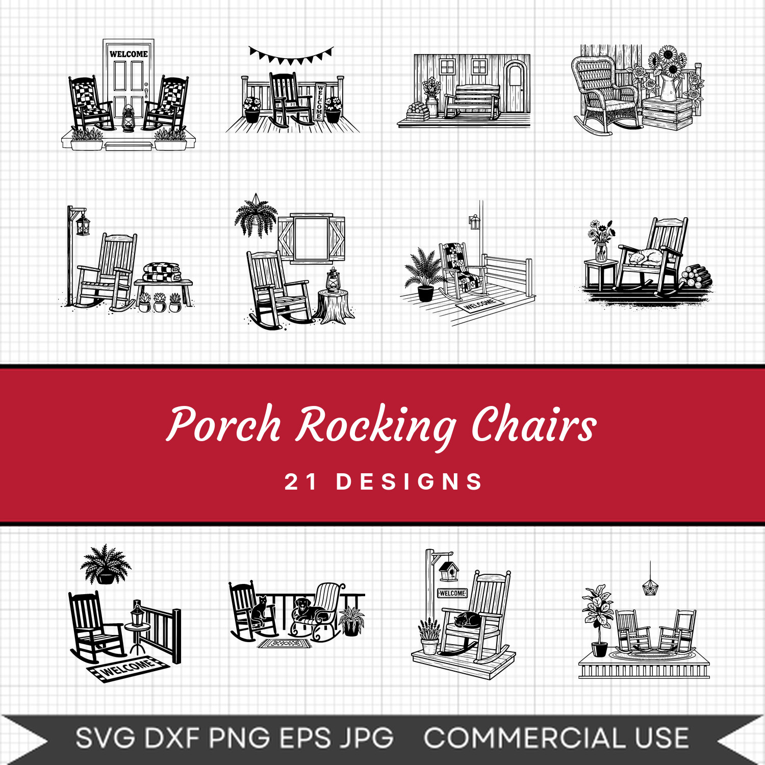 Porch Rocking Chairs – 21 Instant Download Svg Images – Creative Meadow