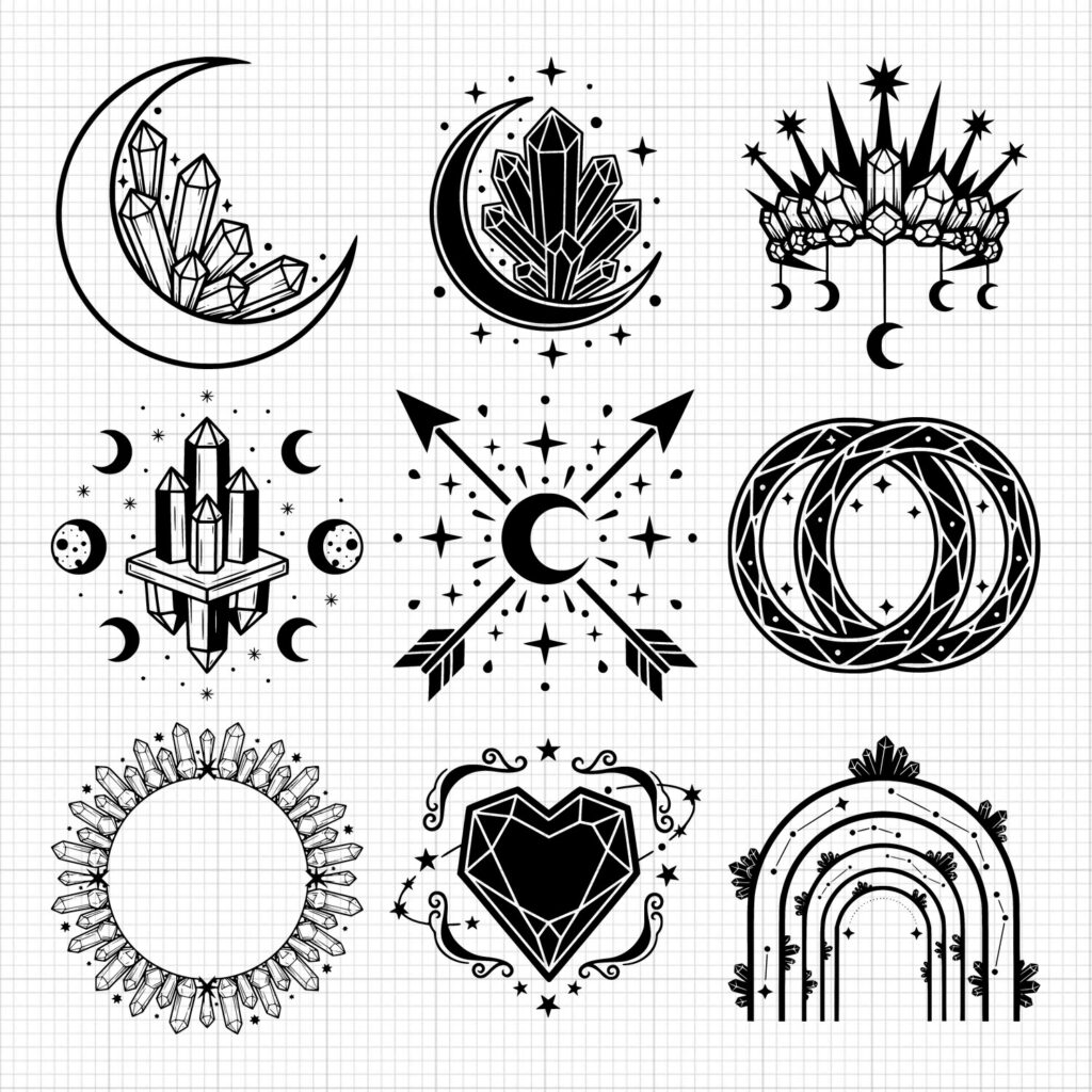 Mystical Crystal Clusters – 14 Instant Download Svg Images – Creative ...