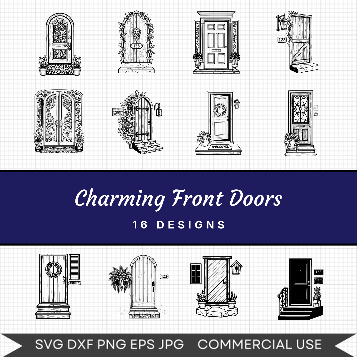 Charming Front Doors – 16 Instant Download Svg Images – Creative Meadow
