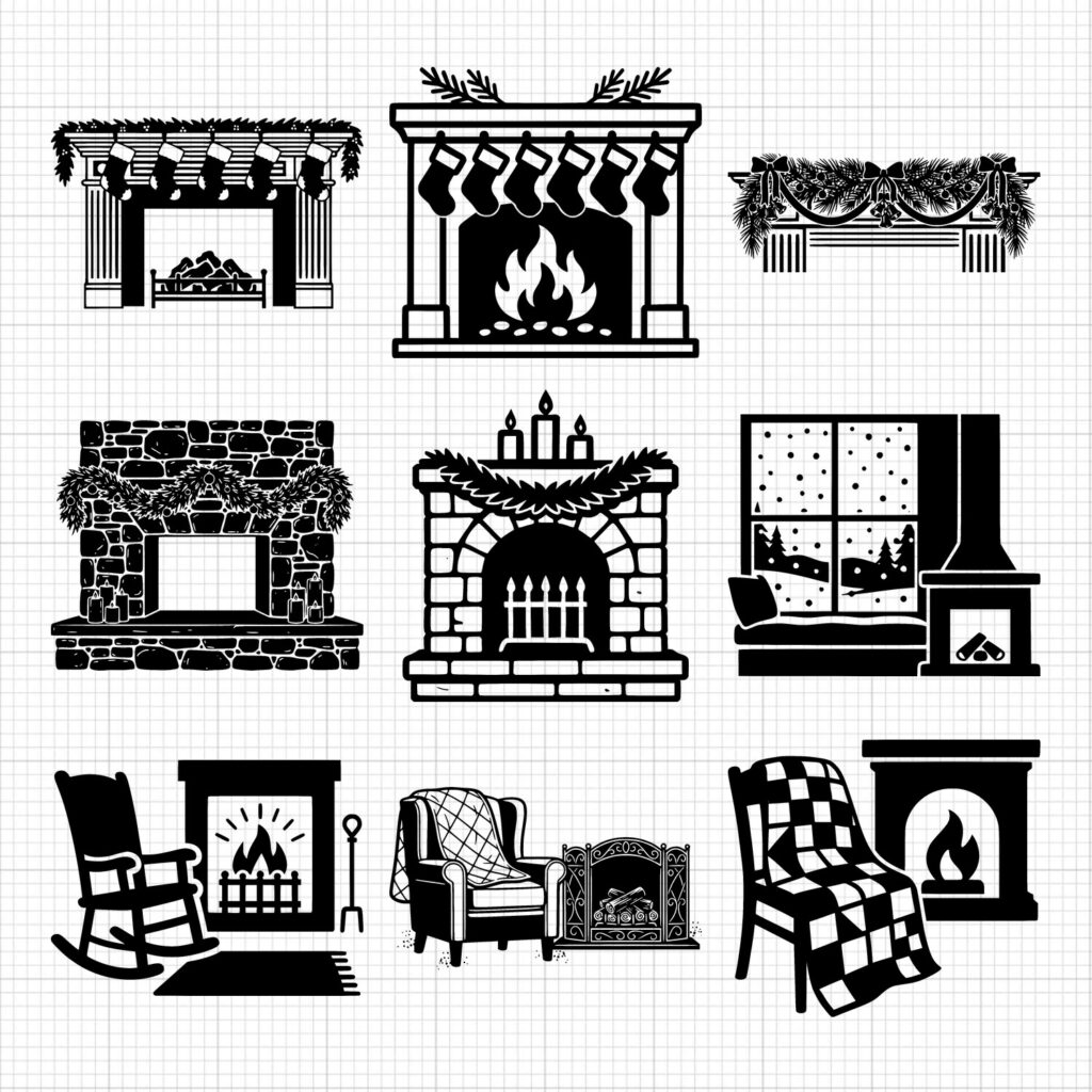 Fireplace Scenes – 18 Instant Download Svg Images – Creative Meadow